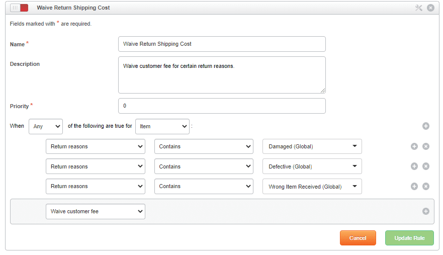 ReadyReturns Custom Rules | ReadyCloud