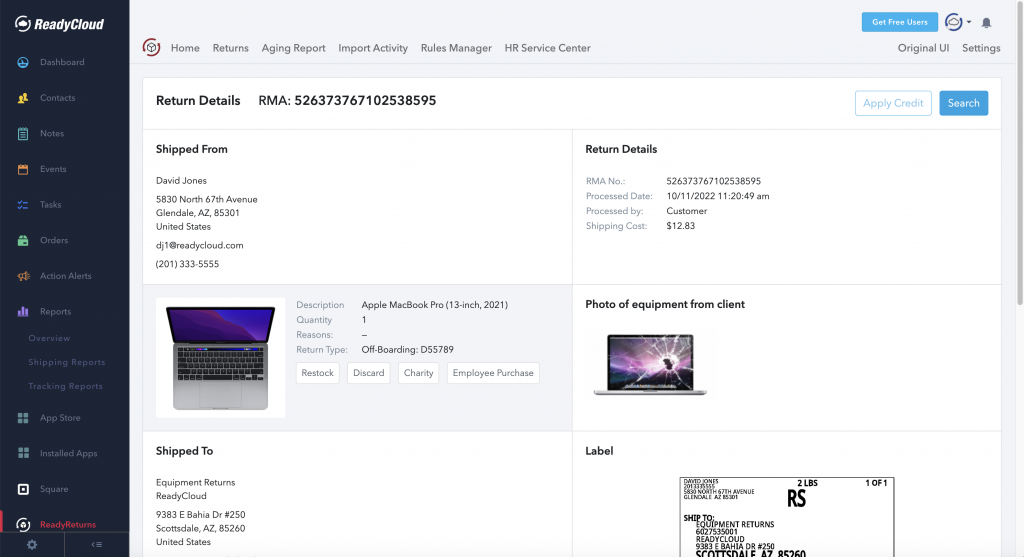 ReadyReturns | Equipment Return Software | 877-818-7447